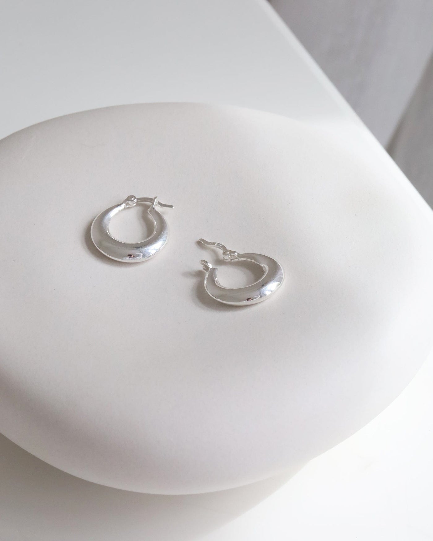 Sterling Silver Puffed Creole Hoops
