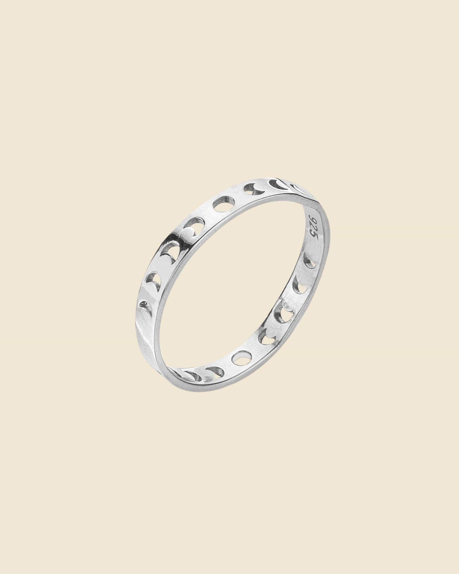 Sterling Silver Cut Out Moon Cycle Ring